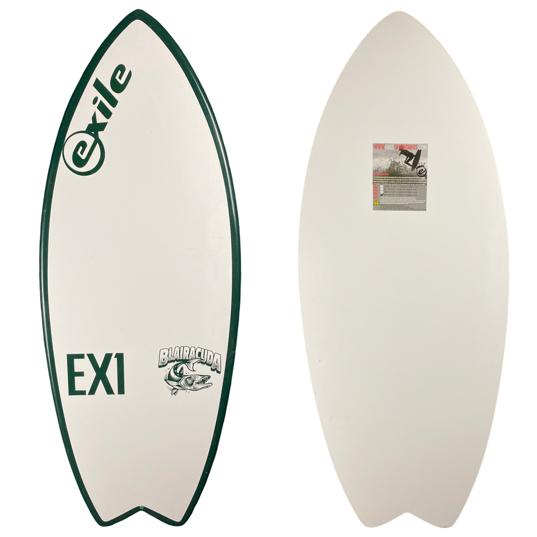 BLEMISHED Blairacuda™ EX1 Skimboard - White w/ Pink Rails | Exile Skimboards