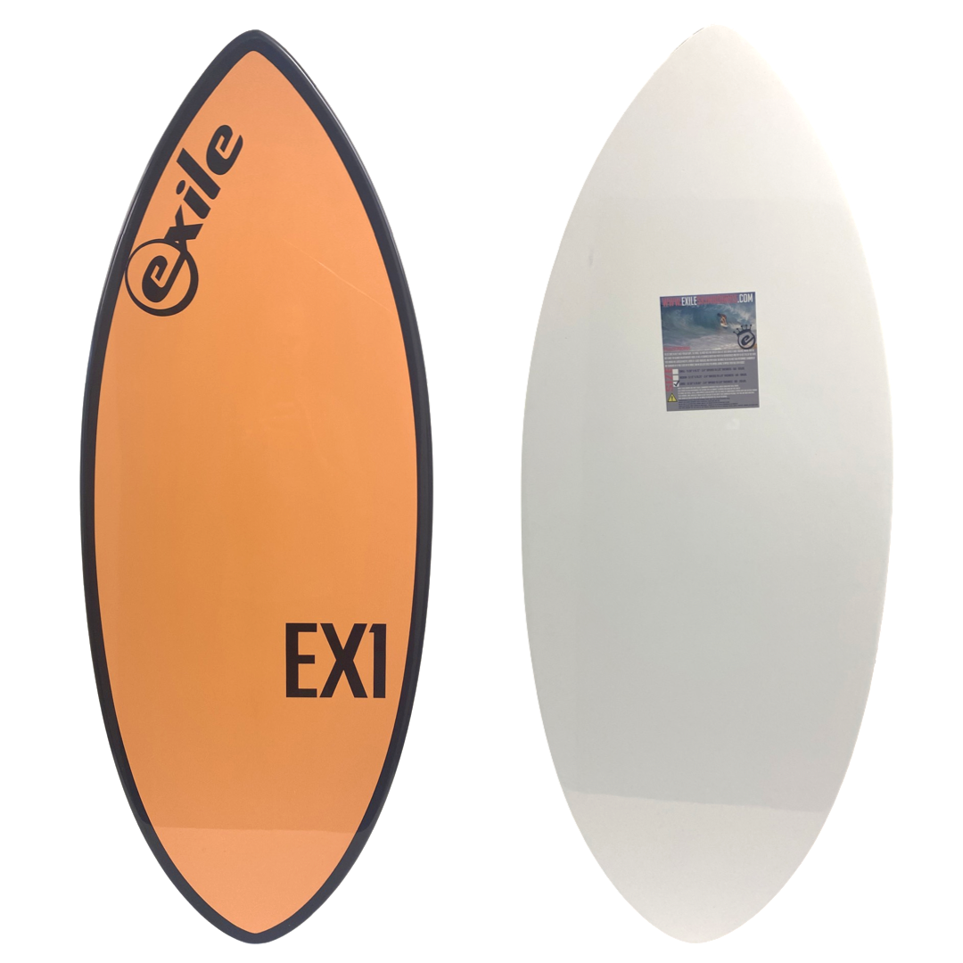 EX1 E-Glass Epoxy Skimboard - Orange w/ Black Rails | Exile Skimboards