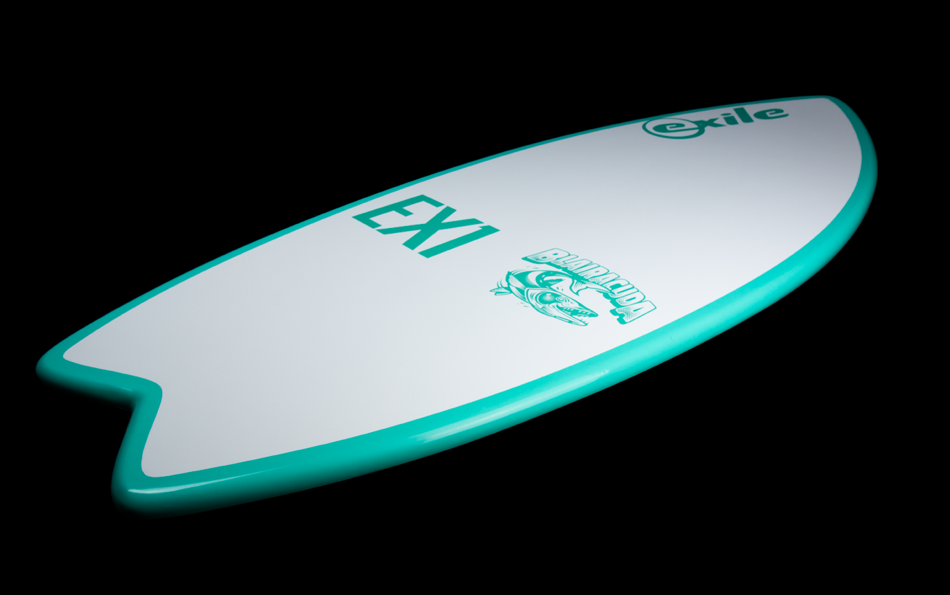 Blairacuda™ EX1 Skimboard - White w/ Black Rails | Exile Skimboards