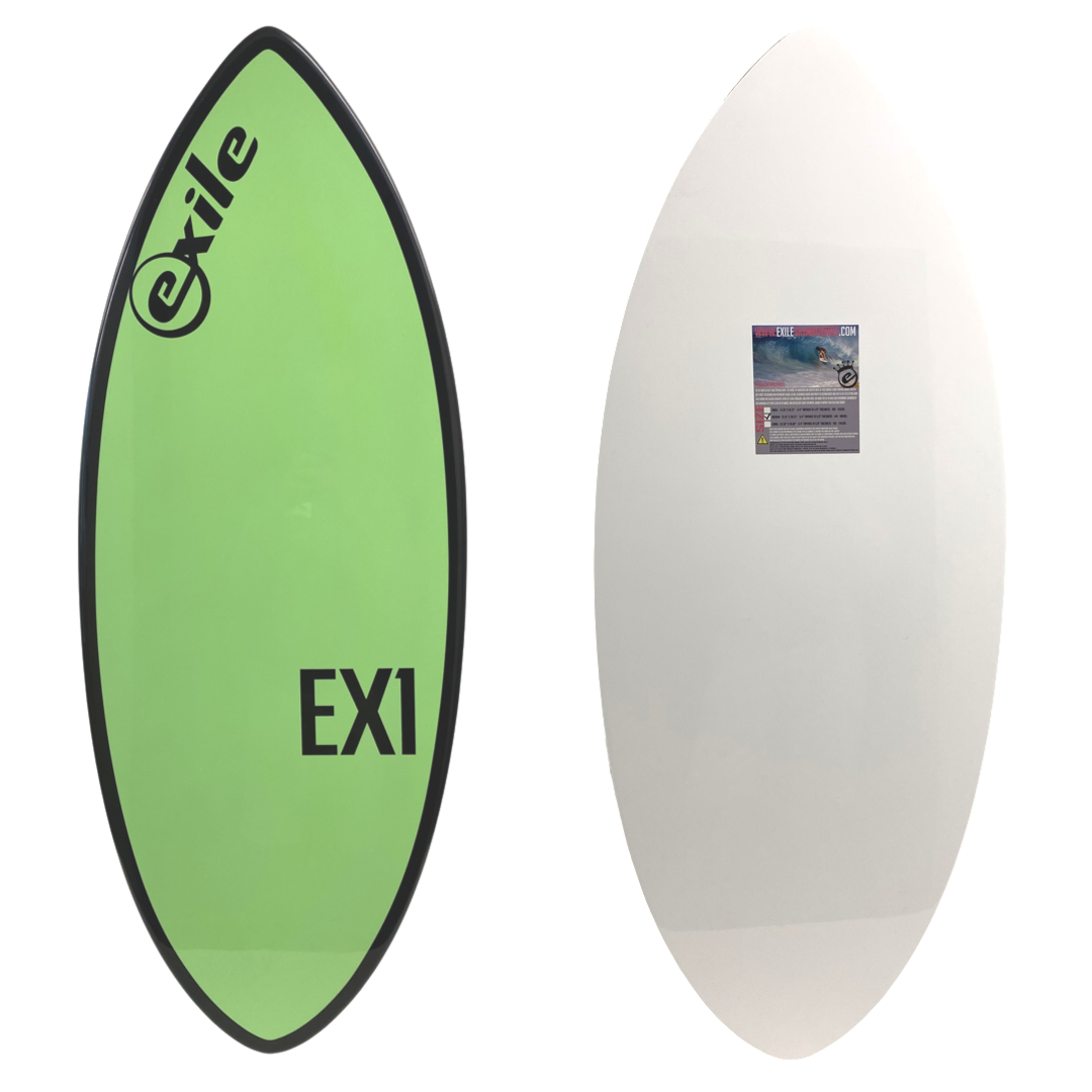 EX1 E-Glass Epoxy Skimboard - Green w/ Black Rails | Exile Skimboards