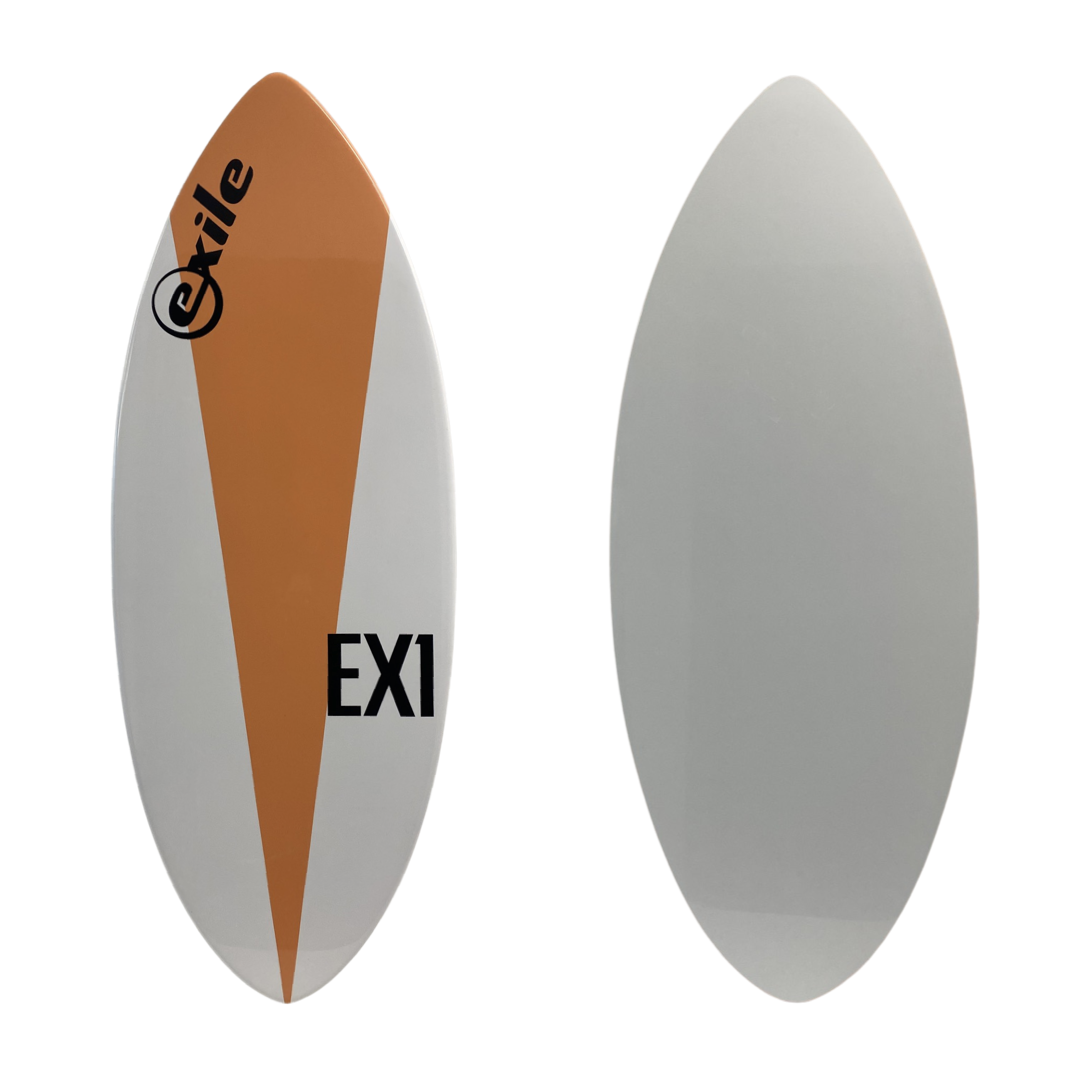 EX1 E-Glass Epoxy Skimboard - White & Orange Vortex | Exile Skimboards