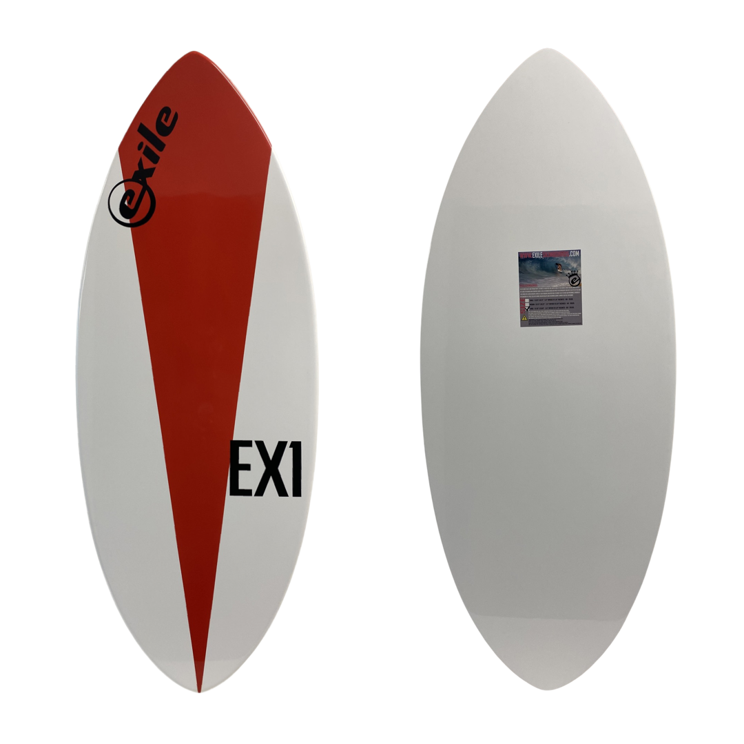 EX1 E-Glass Epoxy Skimboard - White & Red Vortex | Exile Skimboards