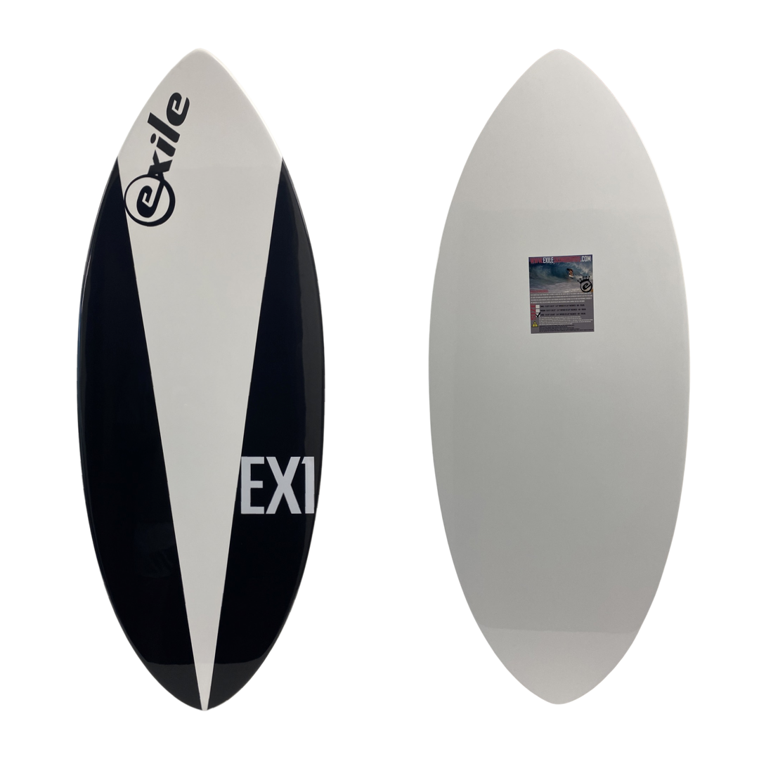 Black & White Vortex EX1 E-Glass Epoxy Skimboard | Exile Skimboards
