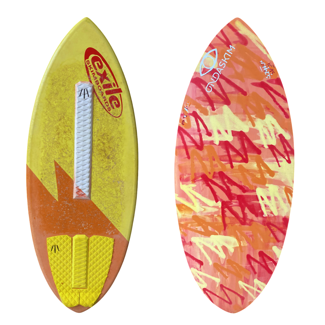 Used Medium Hybrid Shape Carbon Fiber 5/8" Skimboard - Yellow & Orange ...