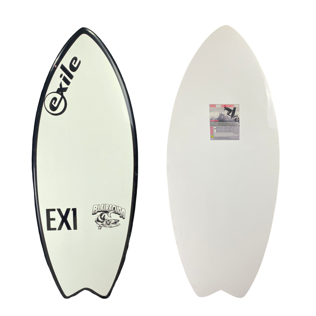 BLEMISHED Blairacuda™ EX1 Skimboard - White w/ Black Rails | Exile ...
